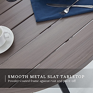 VICLLAX 5-Piece Patio Dining Set, Outdoor Furniture Set Includes 42" Round Patio Table and Outdoor Wicker Chairs for Lawn Garden, Grey Wood-Like Table