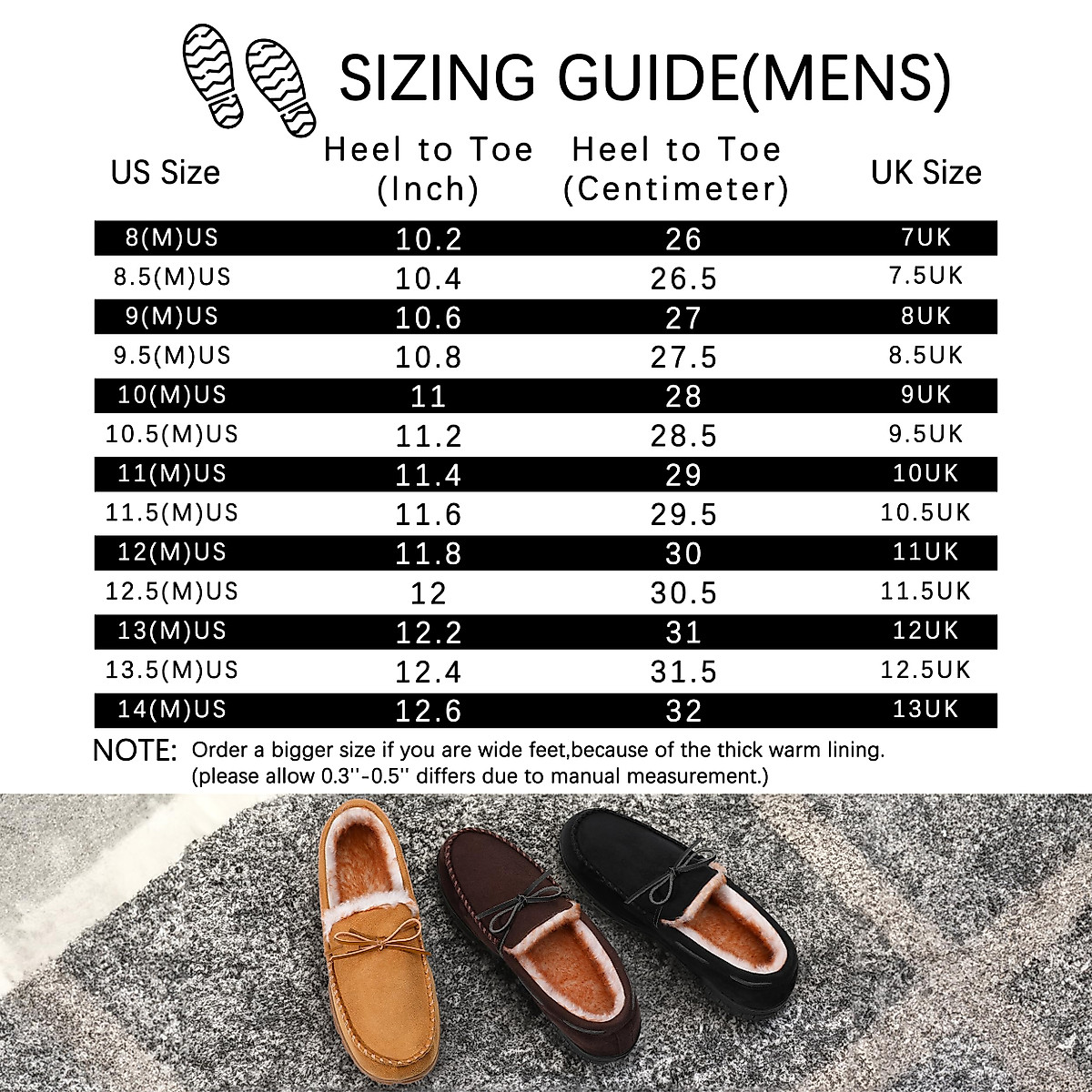 shoeslocker Men's Slippers Warm Soft Plush Memory Foam House Slippers for Men Comfortable Bedroom Moccasin Non-Slip Indoor Outdoor Black 11