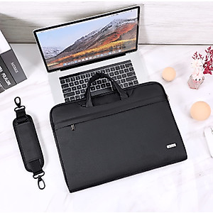 V Voova Laptop Bag 15.6 inch with Shoulder Strap & Handle, Waterproof Laptop Case Sleeve Compatible with 15-16”MacBook Air/Pro, HP Acer Asus Dell Lenovo, Slim Computer Bag for Men Women, Black