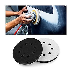 BESULEN 2 Pcs Hook and Loop Soft Sponge Cushion Buffing Backing Pads, 5 Inch 8 Hole Thick Soft Density Interface Buffer Mat, Foam Pad for Orbital Sander & Polishers, Universal Auto Accessories