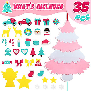 OurWarm Kids Felt Christmas Tree for Kids Wall, 35PCS DIY Felt Christmas Tree Set for Toddlers, Felt Tree for Kids to Decorate Christmas Wall Decorations Wall Hanging Christmas Tree