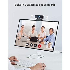1080P Webcam, Desktop Camera with Dual Microphones, for PC/Mac Book/Laptop. Suitable for Windows, MacOS, NetWare, Linux