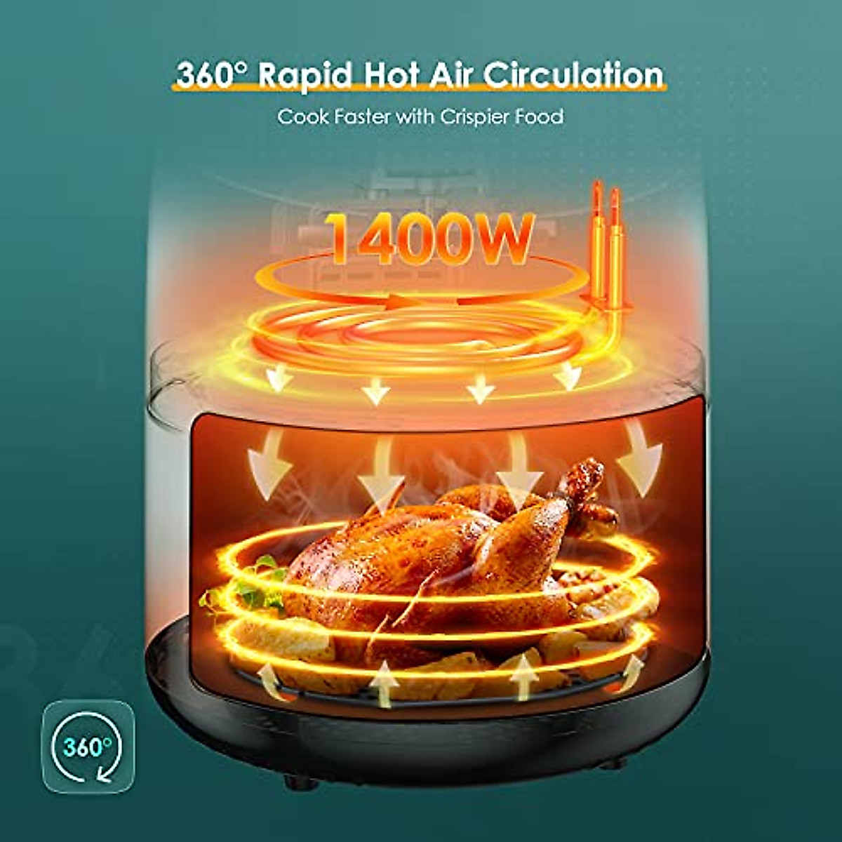 Air Fryer 4.5 Quart Small Air Fryers with 10-in-1 One-touch Program, Non-stick Basket, Dishwasher Safe, Auto Shut-Off, Compact Air Fryer for 2-3 people, Black