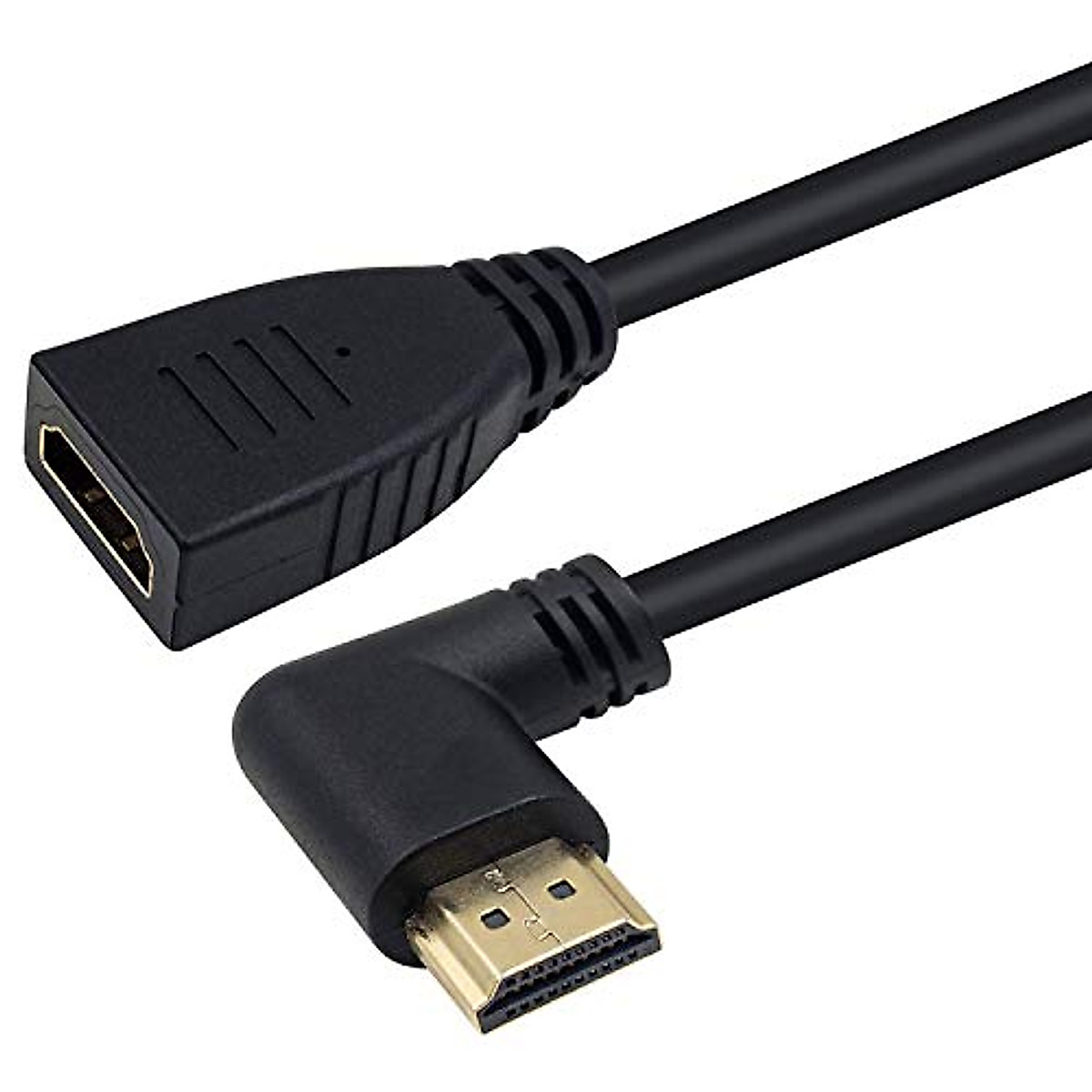 Poyiccot HDMI 2.0 Extension Cable 90 Degree, 2 Feet / 60cm HDMI Extender High Speed Left Angle HDMI Male to Female Extension Cable 60Hz, 4K 2K (F/M Left)
