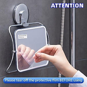 VELMADE Shower Mirror Fogless for Shaving Strong Suction Anti Fog Mirror for Shower Shatterproof Shaving Mirror Fog Free No Drilling Removable Waterproof Fogless Mirror for Bathroom, Gray