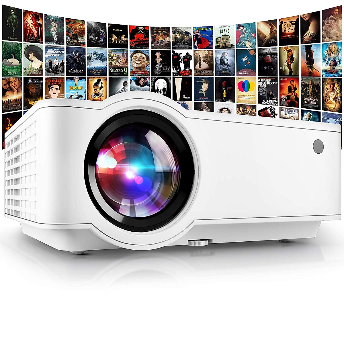 Mini Projector 5500 Lux 210" Video Projector 1080P with Projector Screen