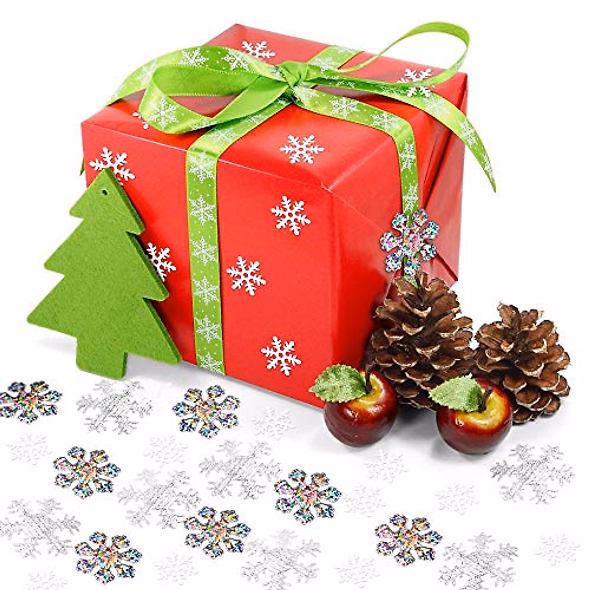 Christmas Snowflake Confetti Decoration(300pcs),Konsait Large Shimmer Snowflakes Cake Table Confetti for Xmas Party Decor Accessories winter wedding happy new year Arts Crafts party Decoration Supplies