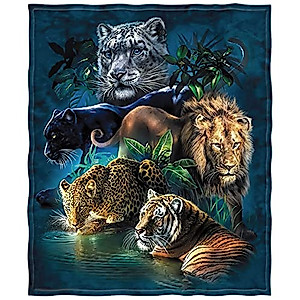 HommomH 60"x80" Blanket Soft Fluffy Fleece Throw for Sofa Bed Tiger Leopard Lion