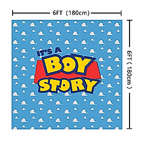 Art Studio It's a Boy Story Backdrop Birthday Party Theme Photo Background Blue Sky White Clouds Photography Backdrops Baby Shower Kids Hero Photo Booth Studio Props Vinyl 6x6ft