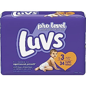 Luvs Size 3 Baby Diapers, Platinum Protection Bluey Diapers for Day & Night, Size 3, 34 Count (Packaging May Vary)