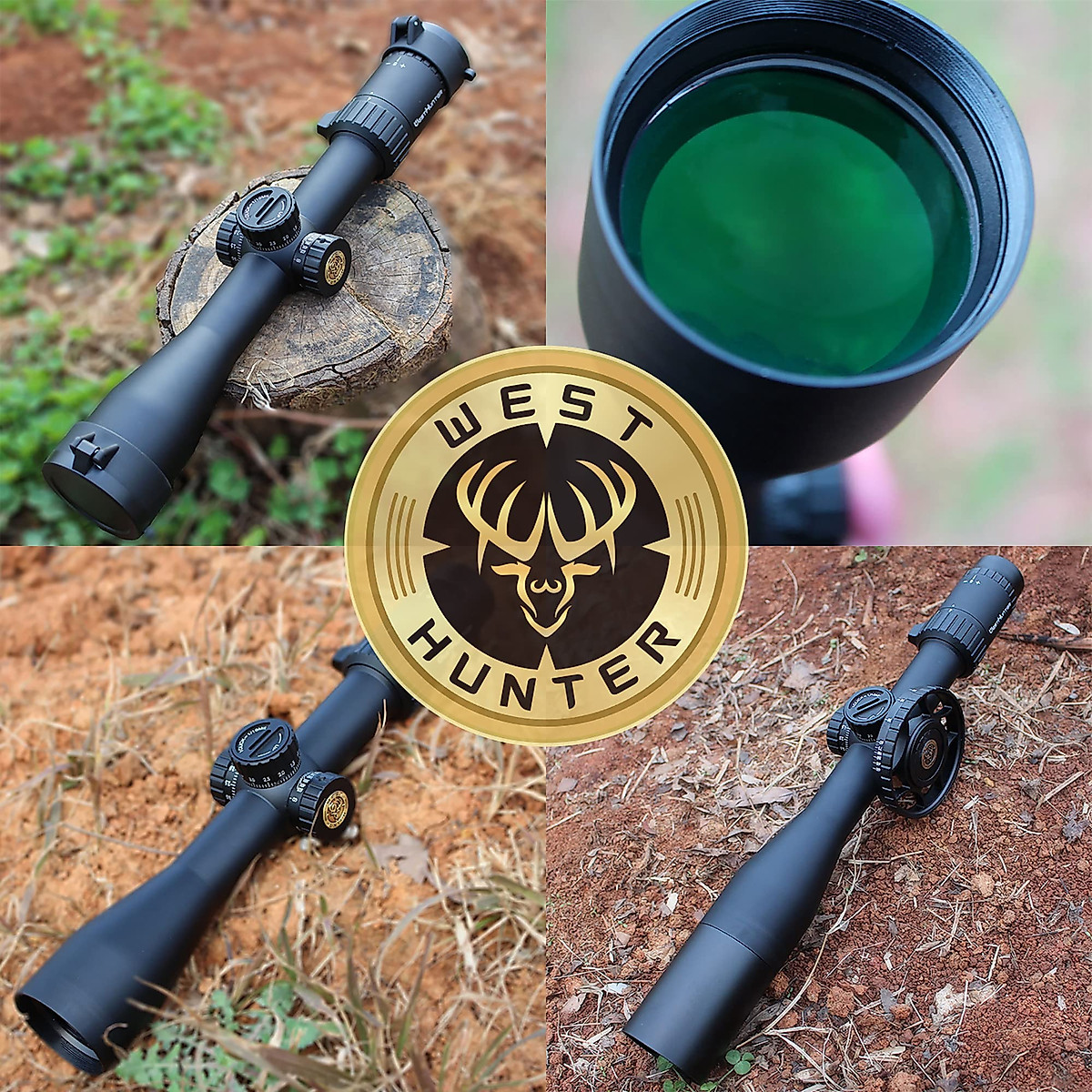 WestHunter Optics HD-S 4-16x44 SF Riflescopes, 30mm Tube Second Focal Plane Tactical Precision 1/10 MIL Shooting Scope | Black, Picatinny Shooting Kit A