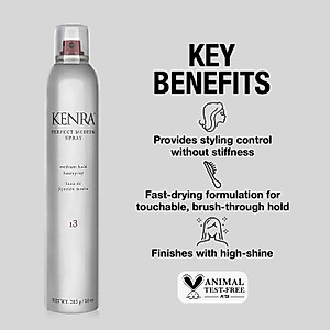 Kenra Perfect Medium Spray 13 50% | Provides Styling Control Without Stiffness | Medium Hold | Fast-Drying Formulation | High Shine Finish | All Hair Types | 10 oz