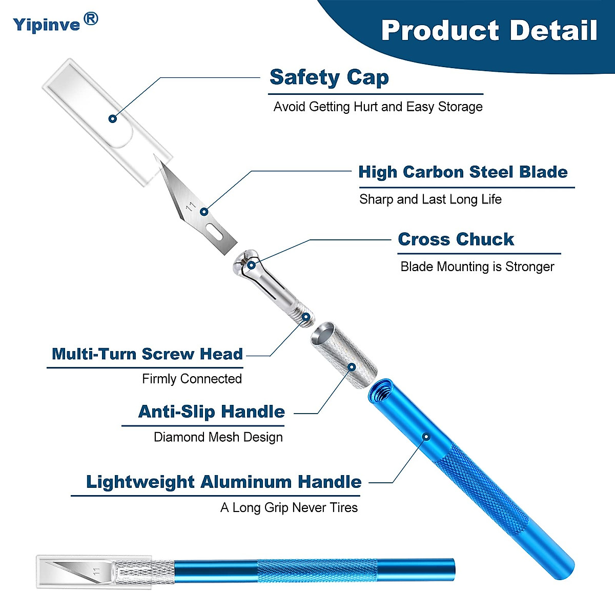 Yipinve Craft Knife Hobby Knife Exacto Knife with 20 PCS Spare Exacto Knife Blades Kit for DIY, Art, Cutting, Carving, Scrapbooking, Stencil