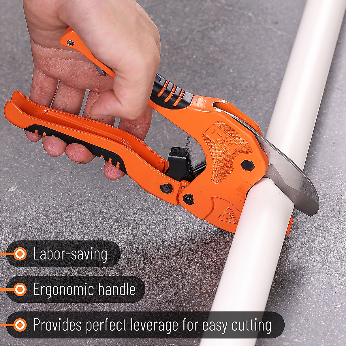 Bates- PVC Pipe Cutter, Cuts up to 1-1/4", Ratcheting PVC Pipe Cutter Tool, Pipe Cutters PVC, PVC Pipe Shears, PVC Cutter, Plastic Pipe Cutter, PEX Pipe Cutter, PVC Cutter Tool, PVC Ratchet Cutter