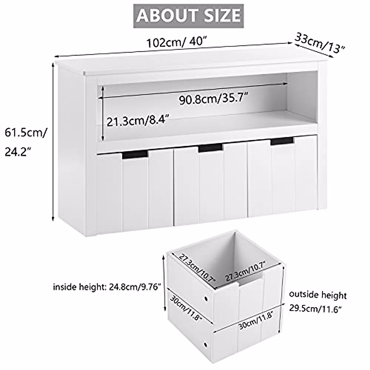 ZENODDLY Kids Toy Storage Organizer for Kids Room Organizers and Storage - 3 Drawers with Hidden Wheels, Multifunctional Wooden Kids' Bookcases, Cabinets & Shelves for Playroom Storage, White