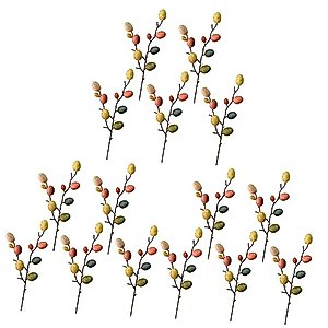 Artibetter 3pcs 5 Egg Decoration Easter Egg Vine Easter Eggs Decor Easter Party Favors Easter Vase Filler Spring Egg Stems Easter Picks with Pastel Easter Eggs Flower Shape Plant Basket Foam