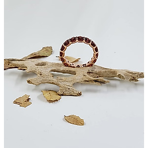 Tirafina Garnet Eternity Band Ring, 14K Rose Gold-Plated Sterling Silver, Round Stones, Birthstone Rings for Women (4 mm stone)