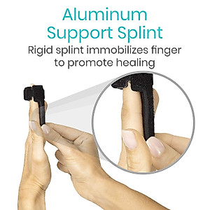 Vive Trigger Finger Splint Brace - Middle, Pinky, Pointer, Ring and Thumb Support - Palm Strap Included - Straighten Curved or Broken Fingers - Adjustable, Breathable Fit - Aluminum Pain Relief Guard