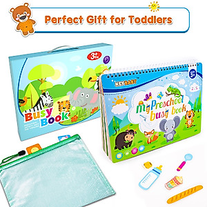 Busy Book for Toddlers Montessori Toys for 1 2 3 4 Year Old, Preschool Learning Activities Binder Montessori Toys for Toddlers, Quiet Books for Toddlers Travel, Birthday Gifts for 1 2 3 4 Boys& Girls