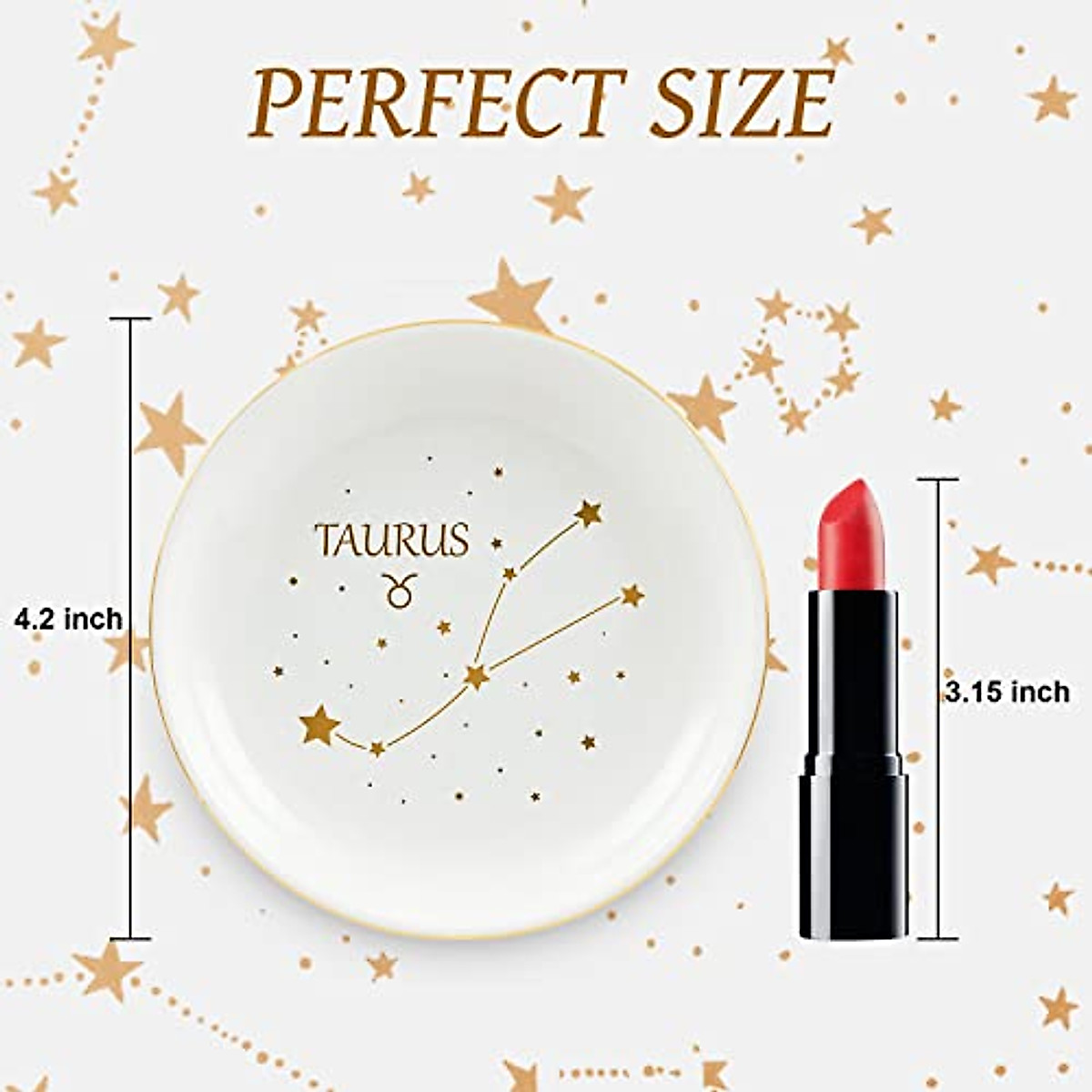Homlouue Taurus Gifts for Women Zodiac Ring Dish, Taurus Birthday Gifts Ceramic Astrology Sign Jewelry Dish Zodiac Gifts for Taurus Constellation for Women Girls