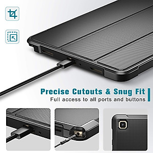 ProCase for Galaxy Tab A7 Case 10.4 Inch 2020 (SM-T500/T505/T507), Full-Body Tri-fold Shockproof TPU with Built-in Screen Protector -Black