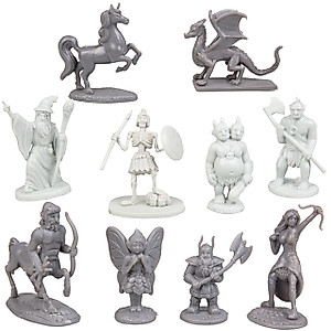 Fantasy Creatures Action Figure Playset 10 pcs - Monster Battle Toy Collection - Includes Dragons, Wizards, Orcs, & More - Perfect for Roleplaying (RPG), D&D Dungeons and Dragons Gaming, & Xmas Gifts
