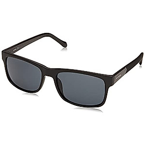 Fossil Men's FOS3061s Rectangular Sunglasses, Matte Black/Gray, 57 mm