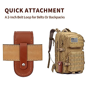 Pocket Knife Sheath, 4" Folding Pocket EDC Knife Case, Portable Pouch Knife Leather Holster with Snap Closure and Belt Loop, Accessory for Outdoor Climbing, Camping, Cycling and Hiking, Brown