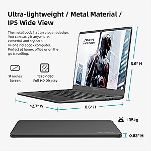TECLAST 14 inch Laptop Computer, 8GB DDR4 RAM / 128GB SSD Notebook PC with Intel Celeron with Intel N4120, FHD 1920x1080 IPS Display, Ultra Slim Windows 10 Laptop, 2.4G/5G WiFi, Free Update to Win 11