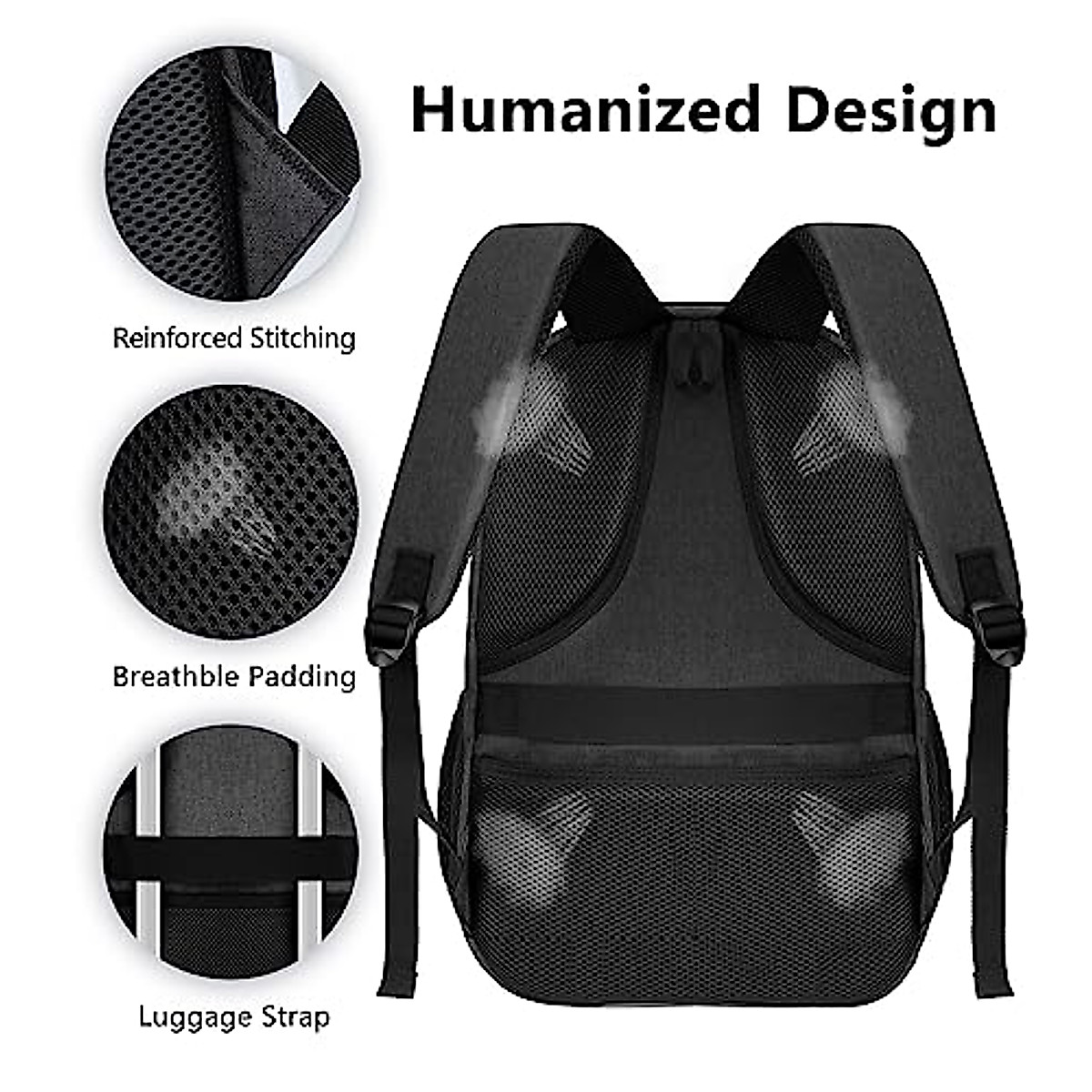 Skaypibs Backpack for Men Women, School Backpack, Travel Work Business Backpacks with USB Charging Port, College Backpack Anti-Theft Water Resistant School Bookbag, Fits 15.6 Inch Computer, Black