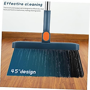 ORFOFE 1 Set Folding Broom Set Long Handled Broom Lobby Dust Pan Angle Broom Floor Sweeper Dust Pan Broom Whisk Broom Long Handle Broom Stand up Broom Dustpan Hand Held Broom Plastic Blue