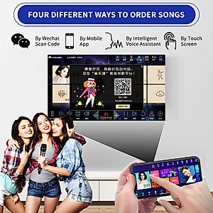 Chinese Karaoke Machine,Touch Screen Phone Remote & App Control Cloud Download Songs All In One Karaoke System,KTV Singing Karaoke Player for Family Bar Home Party