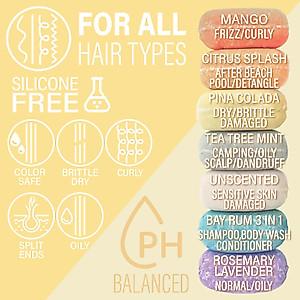 Luxiny Pina Colada Shampoo Bar for Dry Damaged Hair is Vegan, Sulfate free and Made in the USA. Get up to 60 washes at home or great as a travel shampoo.