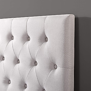 ZINUS Trina Upholstered Headboard / Button Tufted Upholstery / Adjustable Height / Easy Assembly, Light Grey, Queen