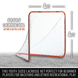Franklin Sports Backyard Lacrosse Goal - Kids Lacrosse Net/ Equipment - Perfect for Youth Training - 48" x 48", orange