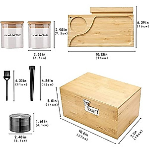 Viking Factory Decorative Box Set with Combination Lock - Premium Large Bamboo Storage Box Removable Tray Brush, Wooden Storage Roll Kit with All Accessories (Sliding Tray)