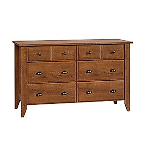 Sauder Carson Forge Armoire, Washington Cherry Finish & Shoal Creek Dresser, Oiled Oak Finish