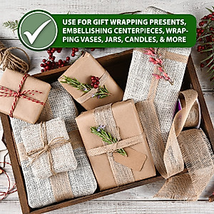 Mandala Crafts Green Burlap Wired Ribbon 2 Inches Wide Jute Ribbons for Crafts - 10 Yds Roll Rustic Burlap Wrap Trim Ribbons for Wreaths Bows Party Decoration