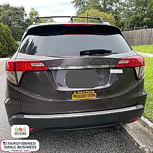 TOTOMO Caution This Vehicle Makes Frequent Stops Magnet 10"X3.5" Reflective Magnetic Safety Warning Sign Sticker for Carrier delivery Car Amazon Flex Driver (2 Pack)