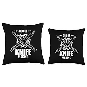 Knife Making Bladesmith Knives Forging Knife Making Bladesmith Knives Knifemaker Forging Throw Pillow, 18x18, Multicolor