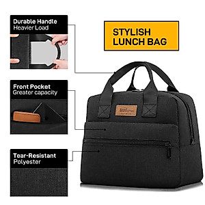 HOMESPON Insulated Lunch Bag Lunch Box Cooler Tote Box Cooler Bag Lunch Container for Women/Men/Work/Picnic,Large black