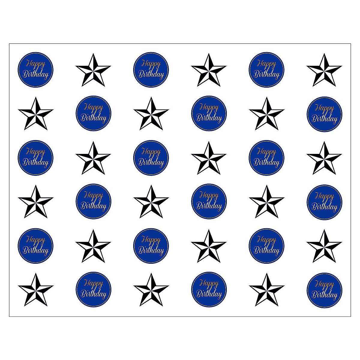 BannerBuzz Happy Birthday 3D Stars Theme Custom Step and Repeat Banner, Graphic, 11 oz. PVC Flex, 720 DPI Eco-Solvent Printing, for Events and Parties, Photography Background (8'W x 10'H)