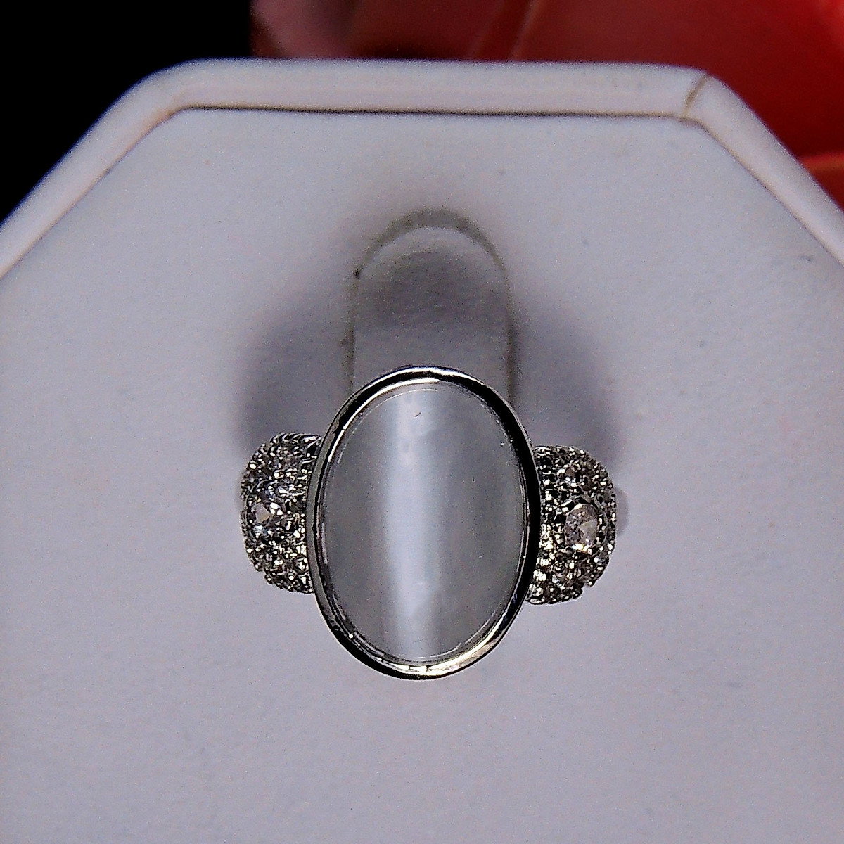 Ginger Lyne Collection Cory Oval Shape Simulated Fire Opal with Clear Accents Ring Size 9