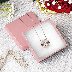 Cardboard Jewelry Boxes 10 Pack - 3.5"x3.5"x1" Bulk Cotton Filled Small Gift Boxes with Lids for Jewelry Packaging (Baby Pink)