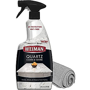 Weiman Quartz Countertop Cleaner and Polish - 24 Ounce with Microfiber Cloth - Clean and Shine Your Quartz Countertops Islands and Stone Surfaces with UV Protection