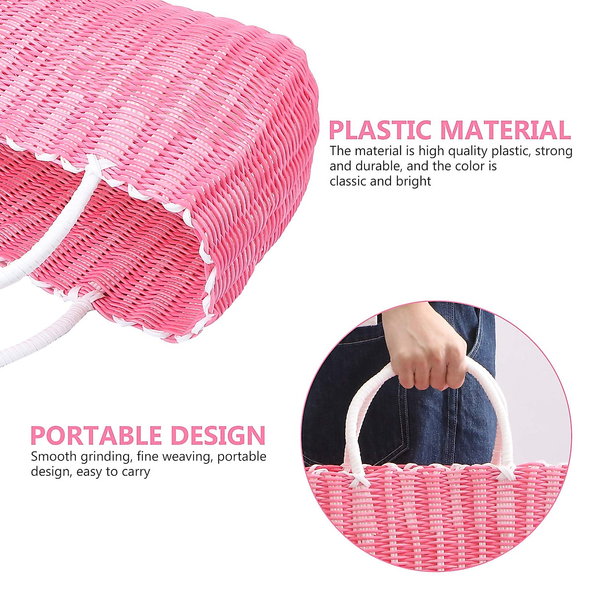 Healvian Handbags Purse Plastic Woven Shopping Basket with Handle Reusable Grocery Shopping Bag Shopping Tote Woven Storage Basket for Travel and Shopping Patricia Nash Patricia Nash Handbags