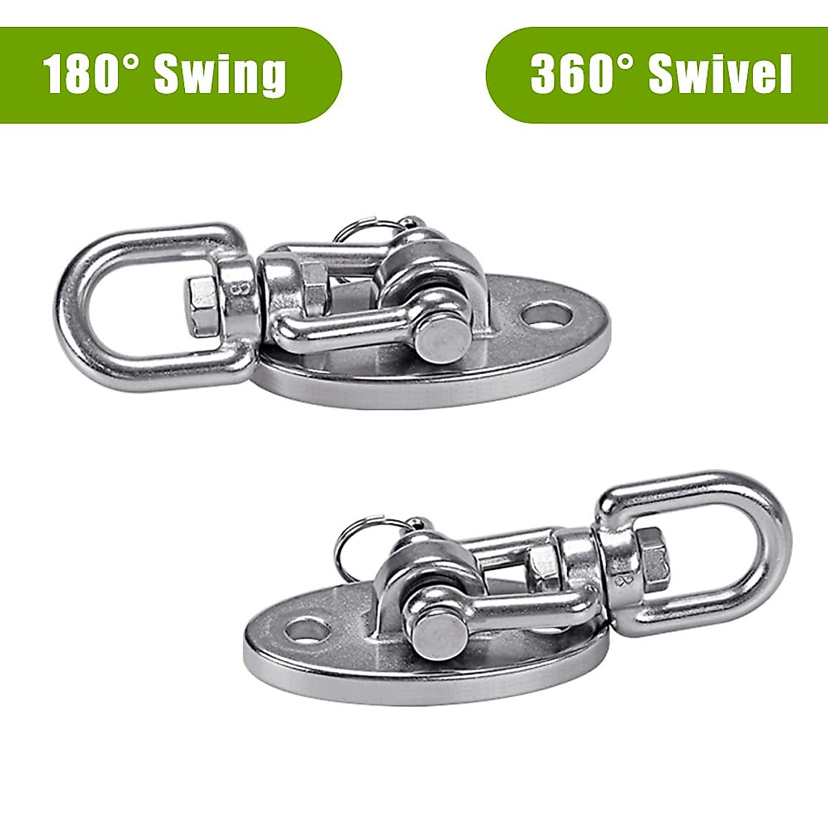 SELEWARE Ceiling Swing Mount Stainless Steel Swing Hangers Free Swivel Swing Hooks for Yoga Swing Indoor Outdoor Swing Set Porch Swing Chair Punching Heavy Bag 2000 lbs Capacity Each 2 Pack