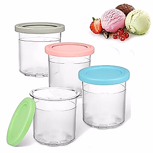DISXENT Creami Pints and Lids - 4 Pack, for Creami Ninja Ice Cream Pint Containers,16 OZ Ice Cream Pint Bpa-Free,Dishwasher Safe for NC301 NC300 NC299AM Series Ice Cream Maker