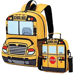 Toddler Backpack Boy Girls Preschool School Bus Bookbag Kindergarten 3D Daycare Bags Lunch Box