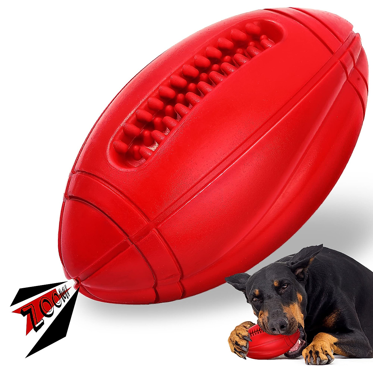 Kseroo Dog Toys for Aggressive Chewers Large Breed, Dog Squeaky Toys for Large Medium Aggressive Chewers Dog Chew Toys, Football Rubber Tough Dog Toy Safe Puppy Teething Chew Toy Birthday